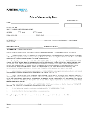 Fillable Online Driver's Indemnity Form Fax Email Print - pdfFiller
