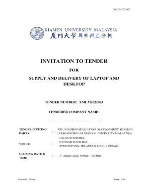 Fillable Online Tender Document for Supply and Delivery of Laptops Fax ...