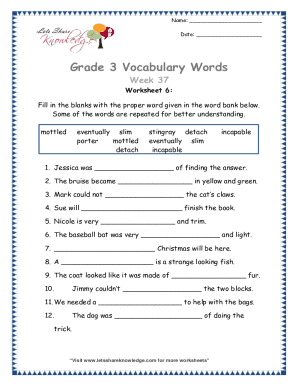 Fillable Online Grade 3 Worksheets - Lets Share Knowledge Fax Email ...