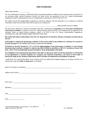 Fillable Online Letter of Assurance Name of Company or Individual Fax ...