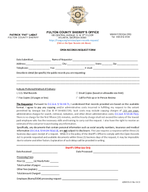 Fillable Online Open Records Request - Fulton County Sheriff's Office Fax Email Print - pdfFiller