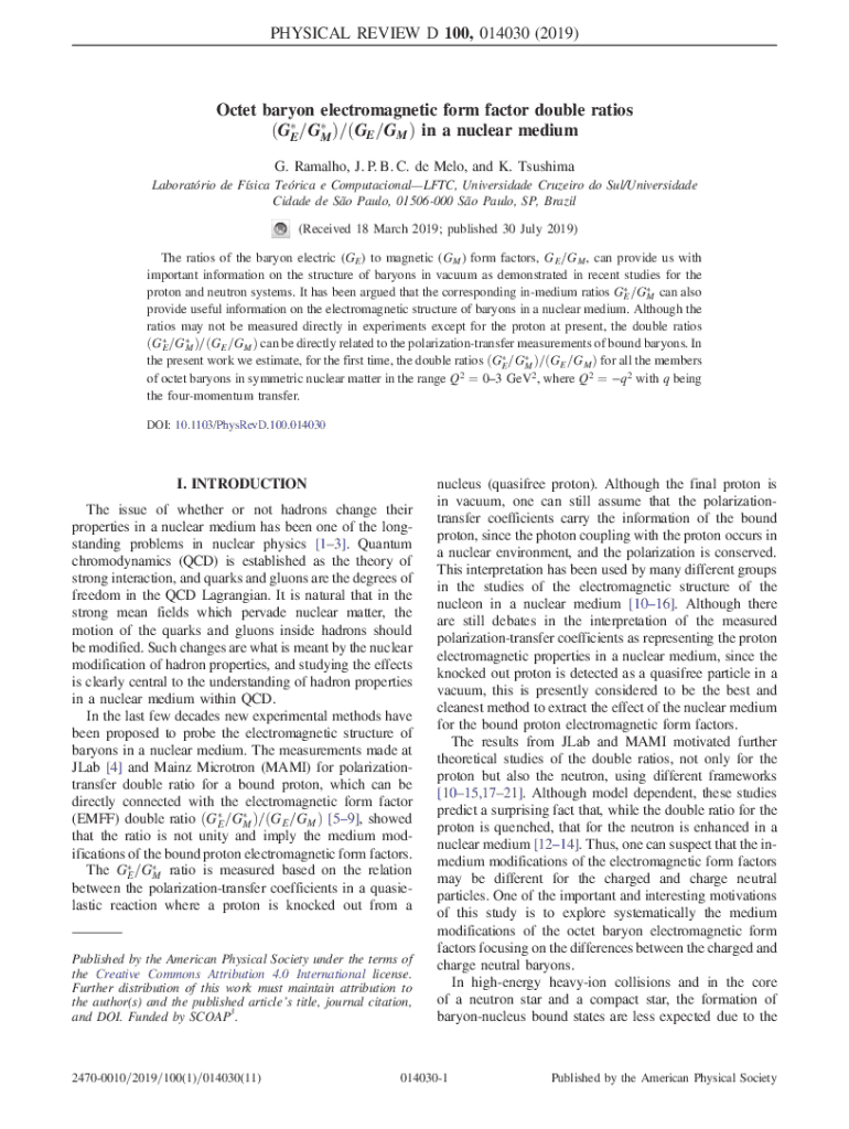 Fillable Online Octet baryon electromagnetic form factor double ratios ...