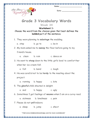 Fillable Online Word Up: 3rd Grade Word List - Vocabulary.com Fax Email ...