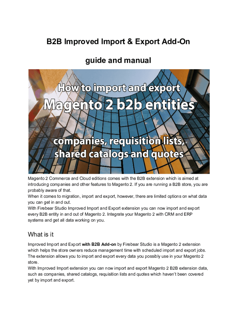 Fillable Online B2B add-on of Improved Import & Export extension change ... Fax Email Print ...