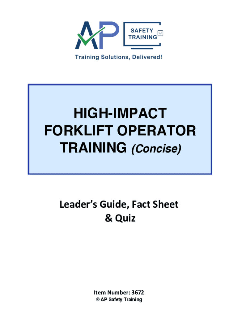 Fillable Online MORE HIGH-IMPACT FORKLIFT SAFETY - AP Safety Training Fax Email Print - pdfFiller
