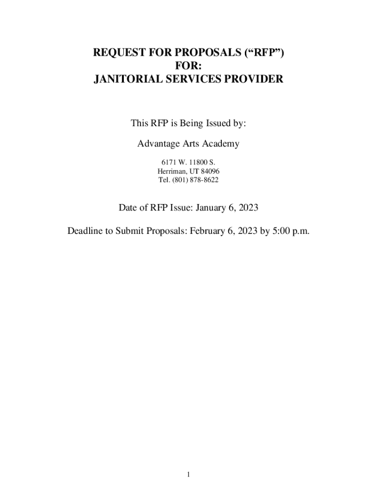 Fillable Online REQUEST FOR PROPOSALS (RFP) FOR: JANITORIAL ... Fax ...