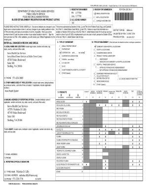 Fillable Online FDA Blood Establishment Registration and Product ...