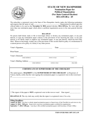 Fillable Online STATE OF NEW HAMPSHIRE - Brian Chabot Fax Email Print ...