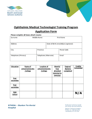 Fillable Online Ophthalmic Medical Technologist Training Program Fax ...