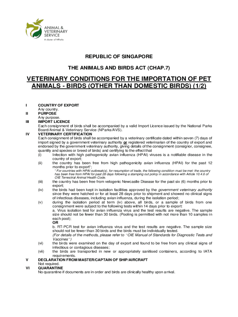 Fillable Online members wto veterinary conditions for the importation ...