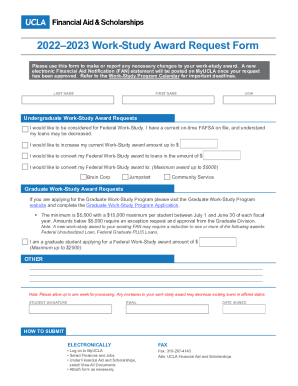 Fillable Online 20222023 Work-Study Award Request Form Fax Email Print - pdfFiller
