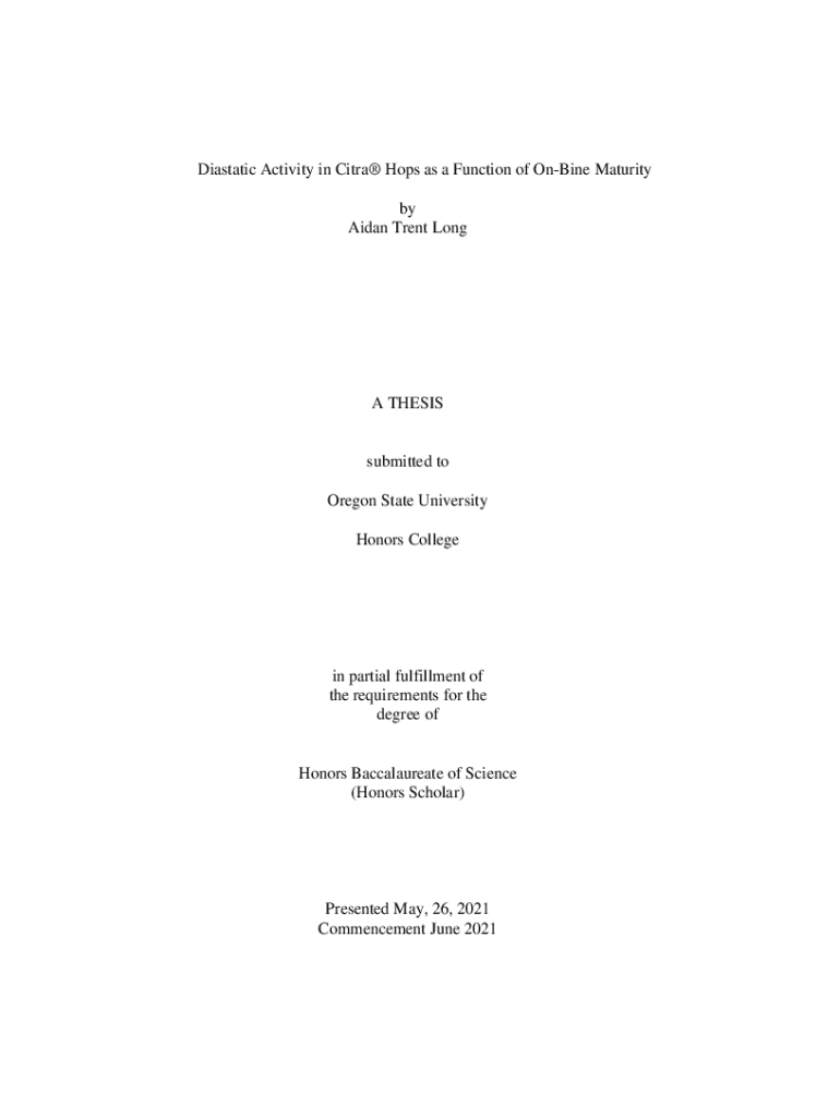 Fillable Online ir library oregonstate Diastatic Activity in Citra Hops ...