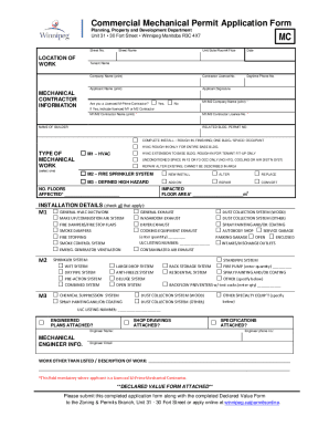 Fillable Online Commercial Mechanical Permit Application Form Fax Email ...