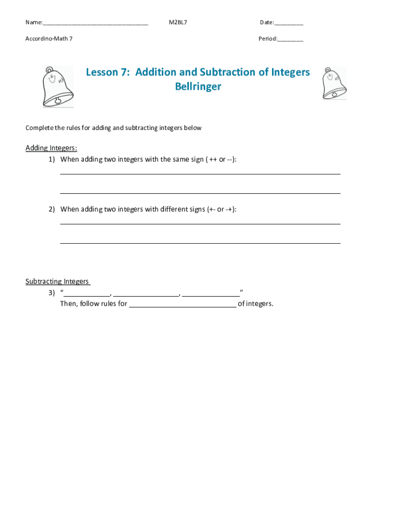 Fillable Online Adding and Subtracting Integers Using a Simple Method ...