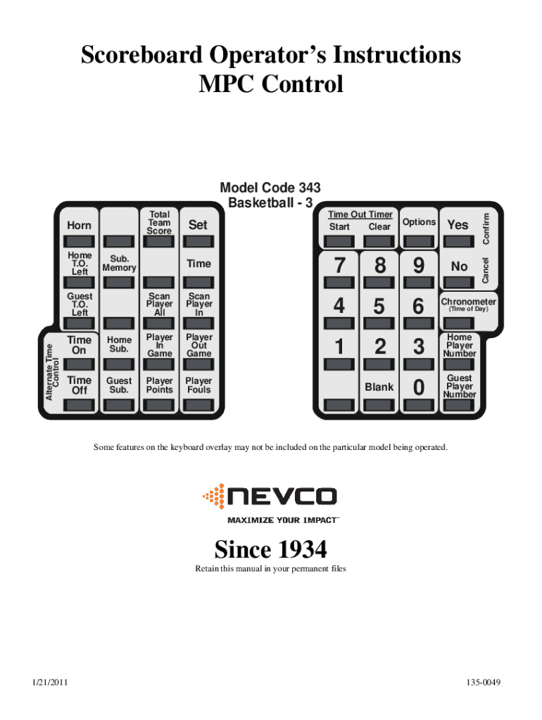 Fillable Online Scoreboard Operator's Instructions MPC ... - Amazon AWS ...