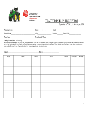 Fillable Online tractor pull pledge form.docx Fax Email Print - pdfFiller