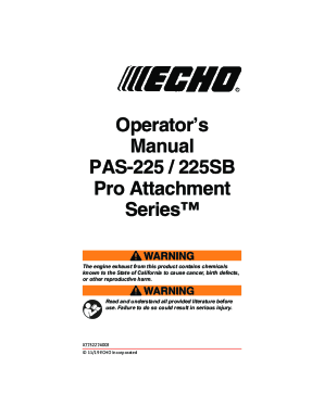Fillable Online Operator's Manual PAS-225 / 225SB Pro Attachment Series ...