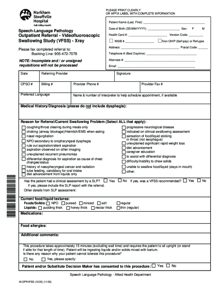 Fillable Online Swallowing x-rays: Barium and modified barium Fax Email ...