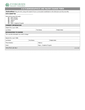 Fillable Online Demographics & Major Change Form Fax Email Print - pdfFiller