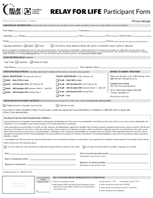 Fillable Online Relay For Life Forms - Fill Online, Printable, Fillable ...