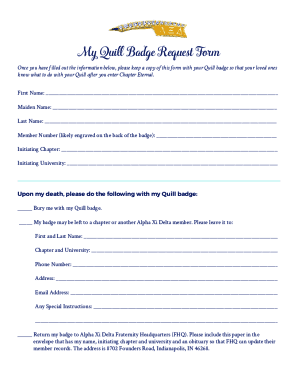 Fillable Online My Quill Badge Request Form Fax Email Print - pdfFiller