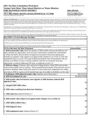 Fillable Online 2021 Tax Rate Calculation Worksheet - Wise County Fax ...