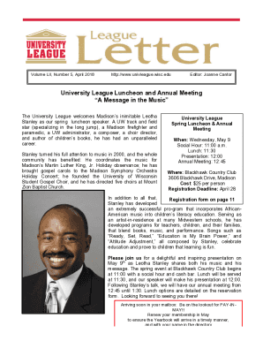 Fillable Online univleague wisc University League Luncheon -- The ...
