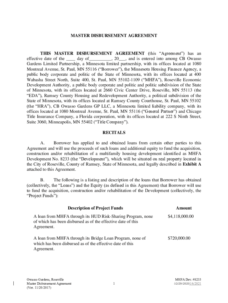 Fillable Online Master Disbursement Agreement Sample Clauses - Law Insider Fax Email Print ...