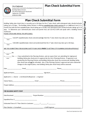 Fillable Online Plan Check Submittal Form - City of Inglewood Fax Email Print - pdfFiller