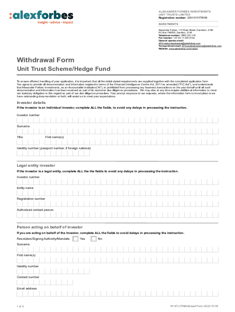 Fillable Online UNIT TRUST APPLICATION FOR AN INDIVIDUAL INVESTOR Fax Email Print - pdfFiller