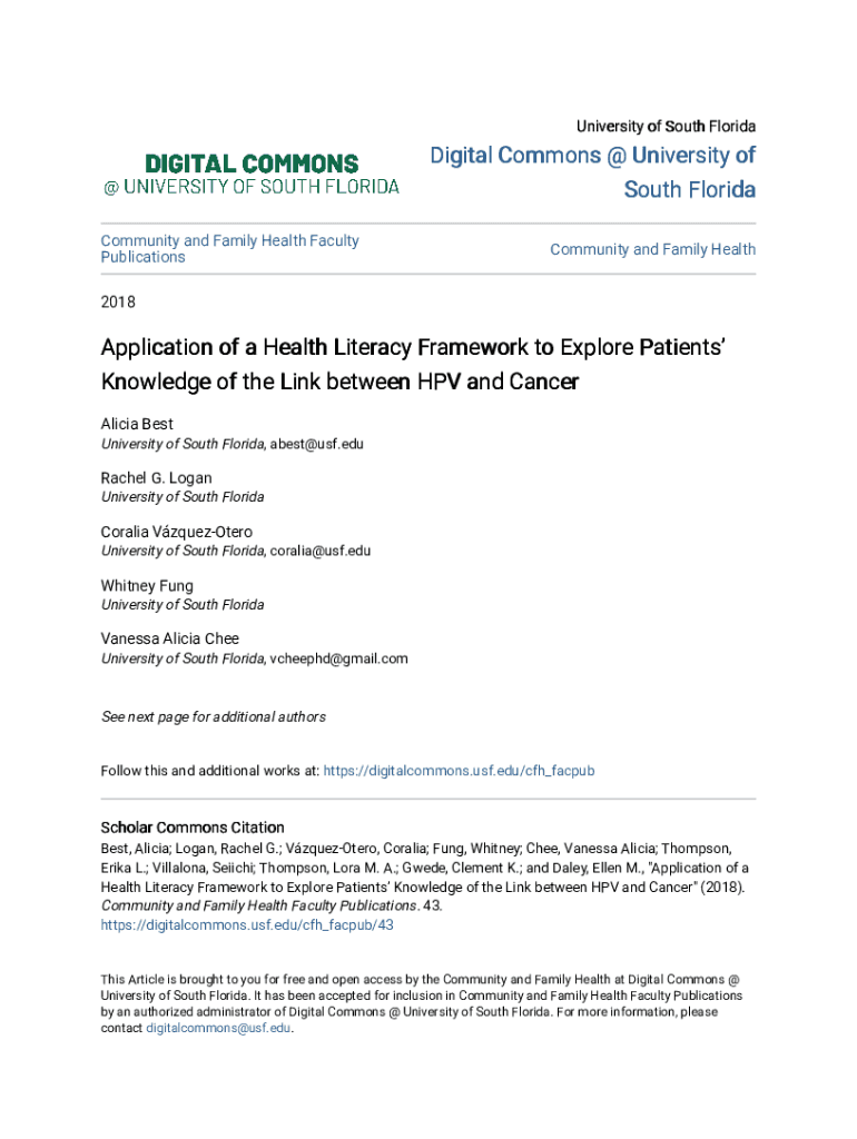Fillable Online Application of a Health Literacy Framework to Explore ...