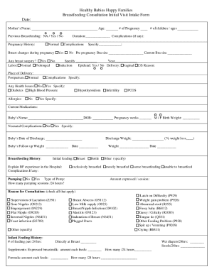 Fillable Online Lactation Intake Form Fax Email Print - pdfFiller