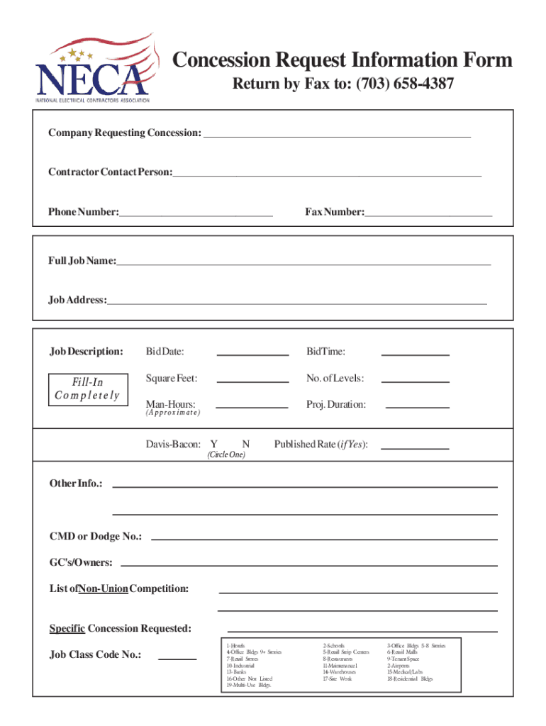 Fillable Online Concession Request Information Form Fax Email Print ...