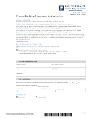 Fillable Online Secured Note Investment Authorization - Pacific Premier ...