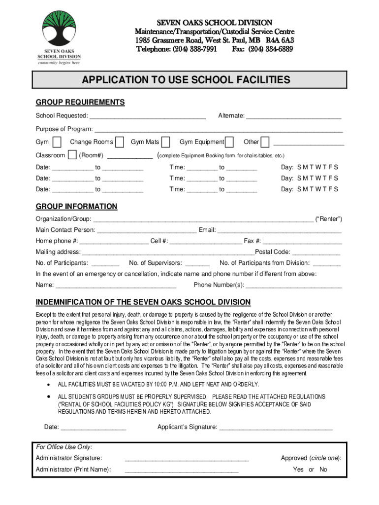 Fillable Online Transportation Department - Seven Oaks School Division ...