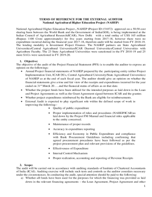 Fillable Online Terms of Reference for the External Auditor - NAHEP - ICAR Fax Email Print ...