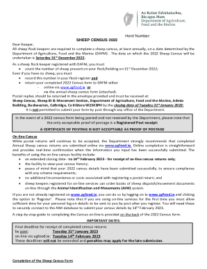 Fillable Online 48,000 sheep and goat keepers issued with annual census ...
