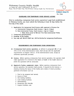 Fillable Online guidelines for temporary food service license Fax Email ...