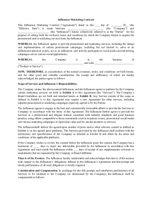 Fillable Online INFLUENCER MARKETING AGREEMENT TEMPLATE Fax Email Print ...