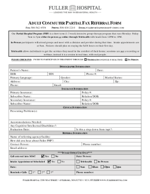 Fillable Online COMMUTER PARTIAL FAX REFERRAL FORM - Fuller Hospital ...