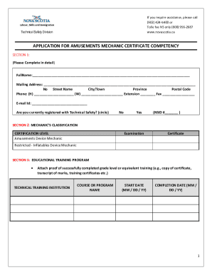 Fillable Online APPLICATION FOR AMUSEMENTS MECHANIC ... Fax Email Print ...