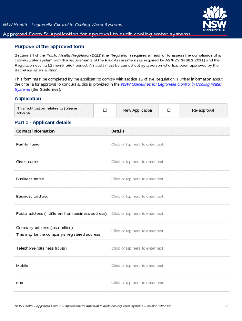 Approved 5 Application to Audit Cooling Water Systems Doc Template ...
