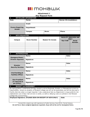 Fillable Online KEY AUTHORIZATION FORM - Pacific University Fax Email ...