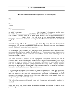 Fillable Online Formal Job Offer Letter Template. I. Position Job ... - auraleague.com Fax Email ...