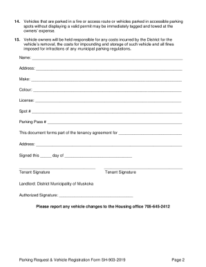 Fillable Online Parking Request & Vehicle Registration Form Fax Email ...