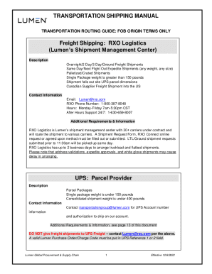 Fillable Online TRANSPORTATION ROUTING GUIDE: FOB ORIGIN TERMS ONLY ...