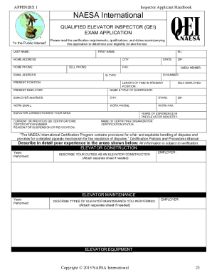 Fillable Online Application for Elevator Inspector's License Fax Email ...