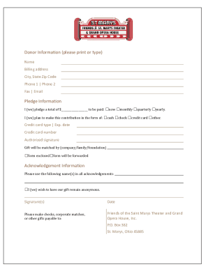 Fillable Online Donation Pledge Form Fax Email Print - pdfFiller