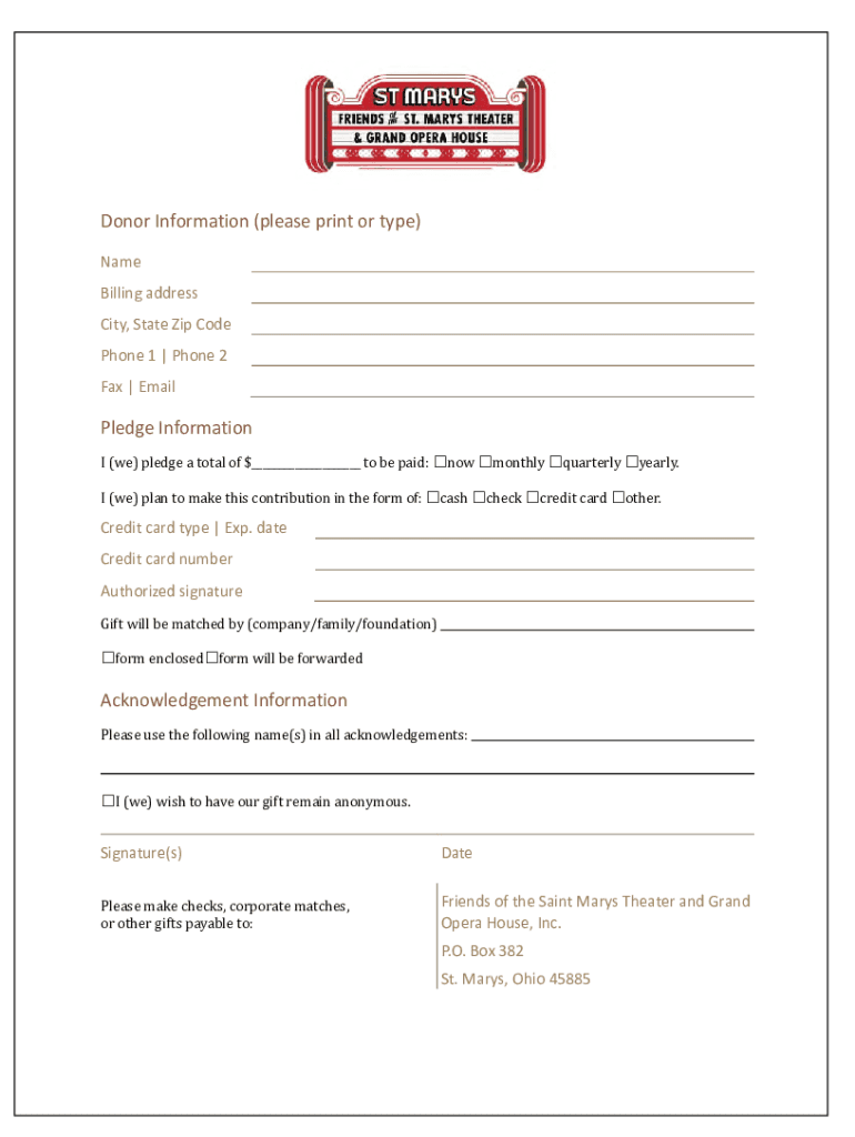 Fillable Online Donation Pledge Form Fax Email Print - pdfFiller