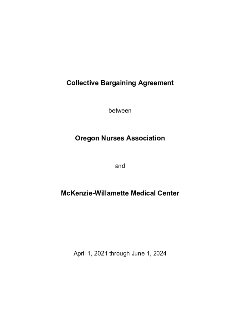 Fillable Online Collective Bargaining Agreement Oregon Nurses Association ... Fax Email Print ...